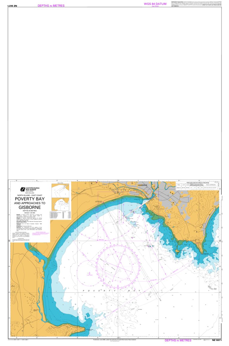 Poverty Bay And Approaches to Gisborne Map by Land Information New ...