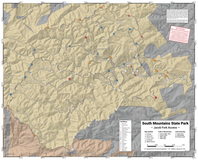 South Mountains State Park Map by Linville Gorge Maps (LGMAPS) | Avenza ...