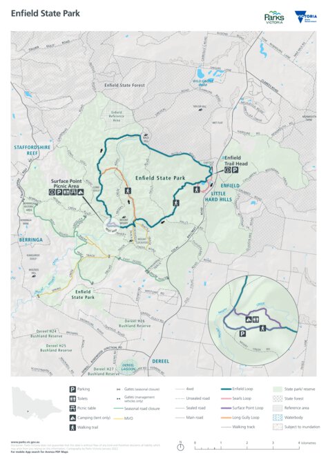 Enfield State Park Visitor Guide Map by Parks Victoria | Avenza Maps
