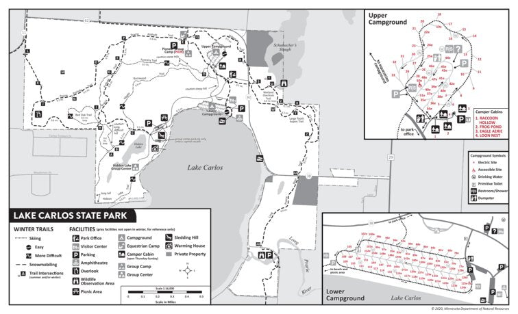 Lake Carlos State Park - Winter Map by Minnesota Department of Natural ...