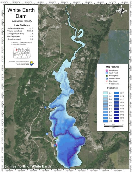 White Earth Dam - Mountrail County Map by North Dakota Game and Fish ...
