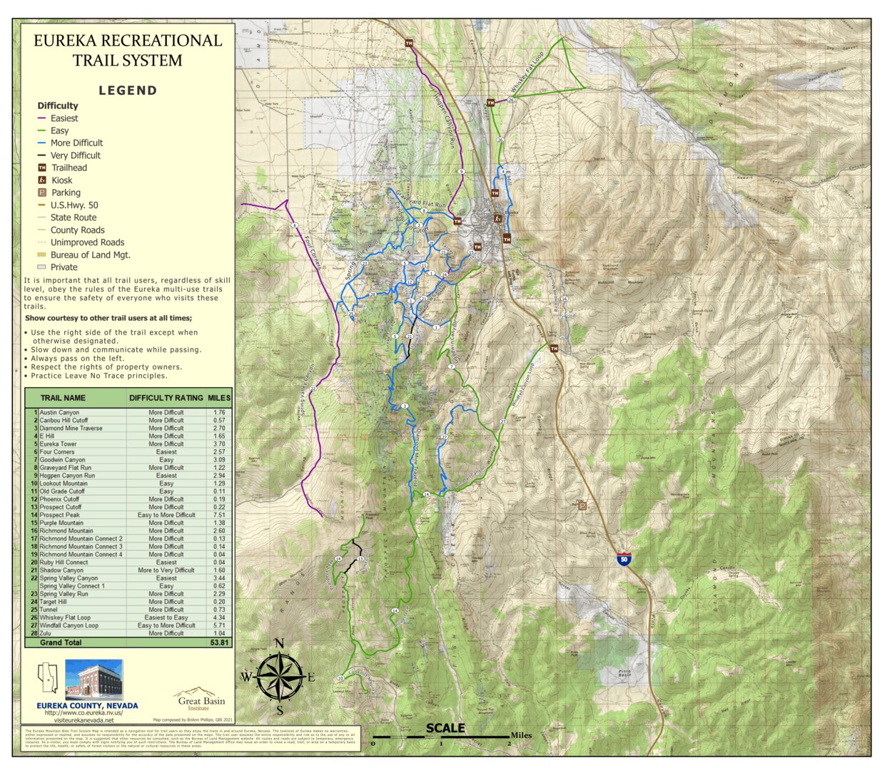 Eureka Trail System Map by The Great Basin Institute | Avenza Maps