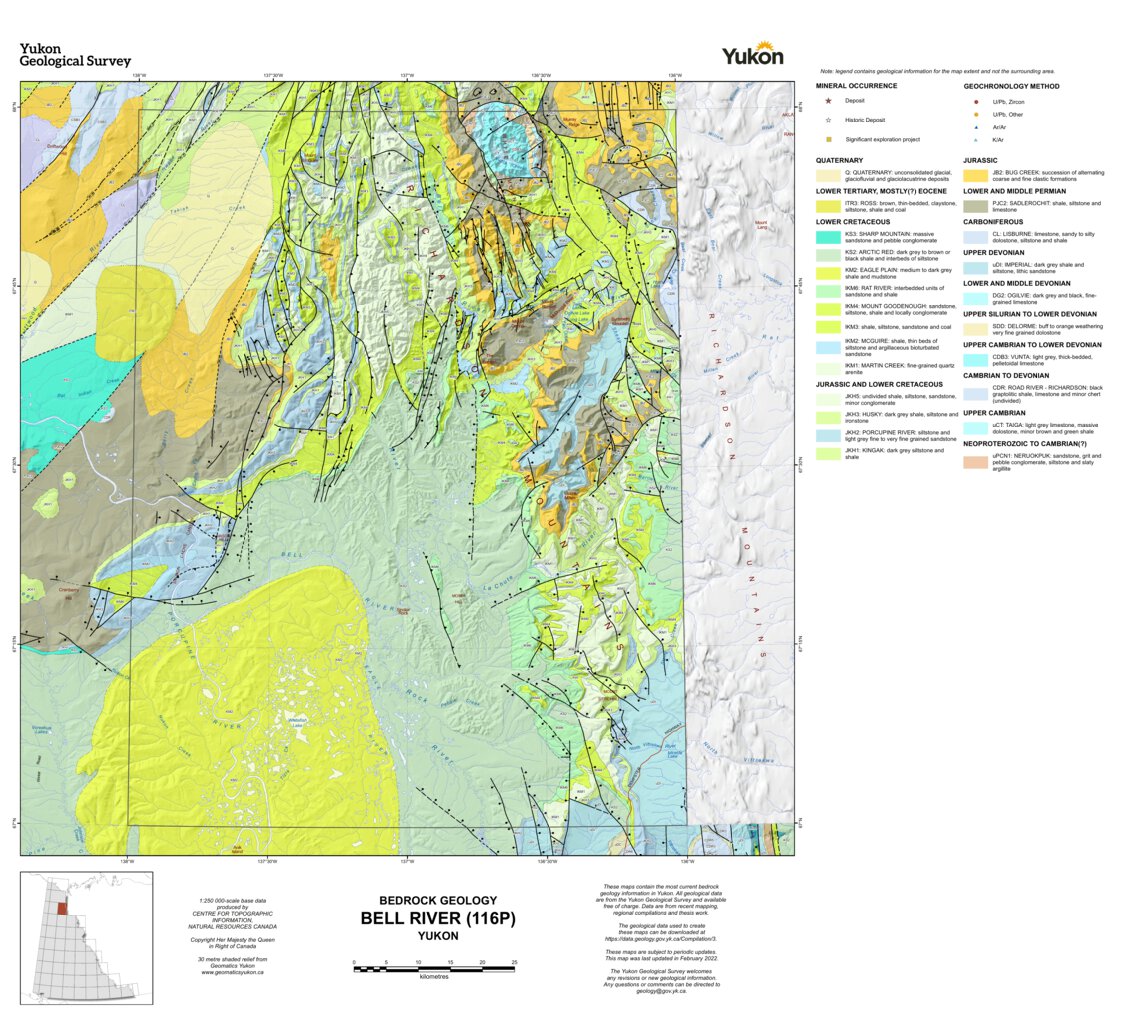116P, Bell River: Yukon Bedrock Geology Map by Yukon Geological Survey | Avenza Maps