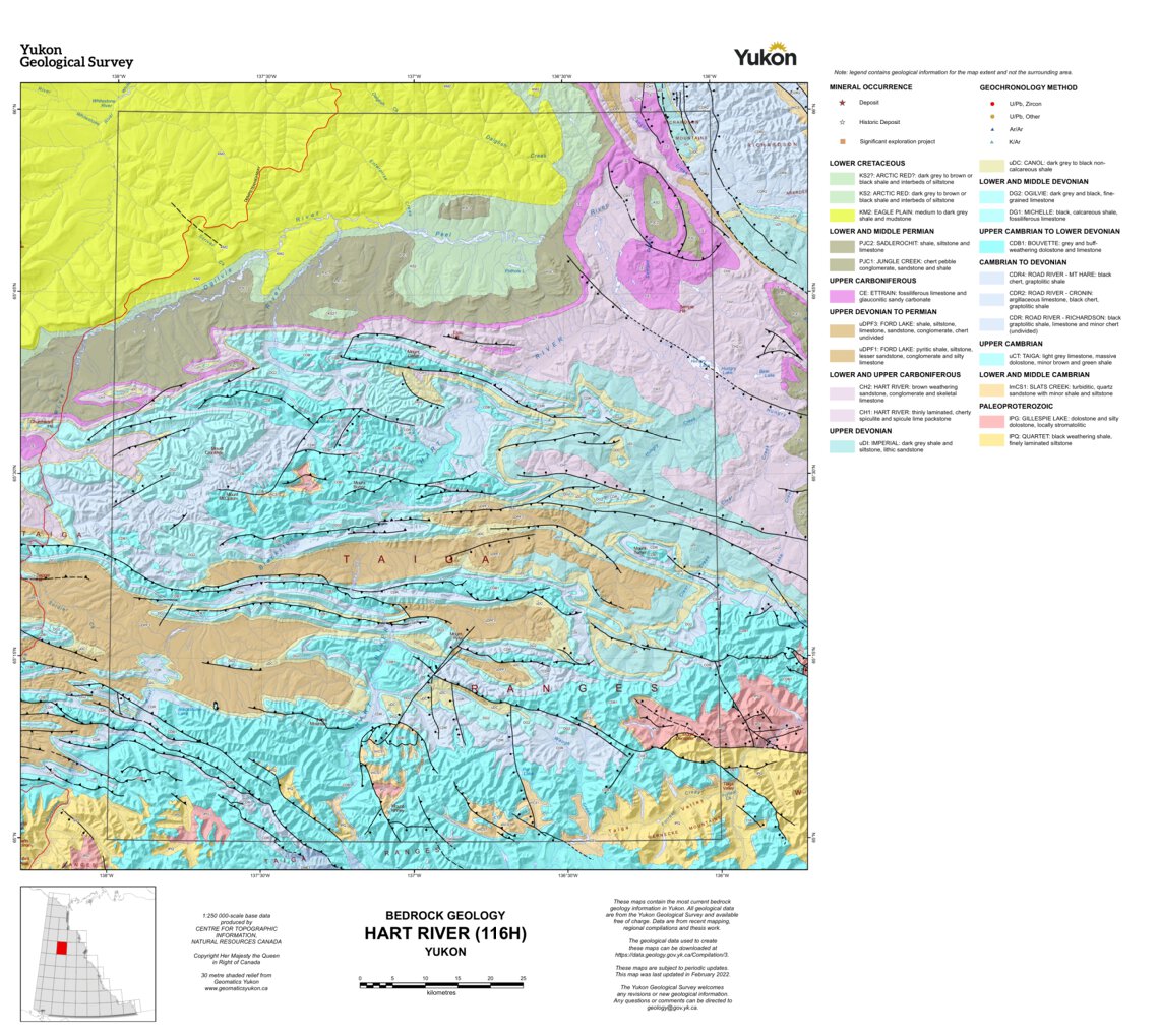 116H, Hart River: Yukon Bedrock Geology Map by Yukon Geological Survey ...