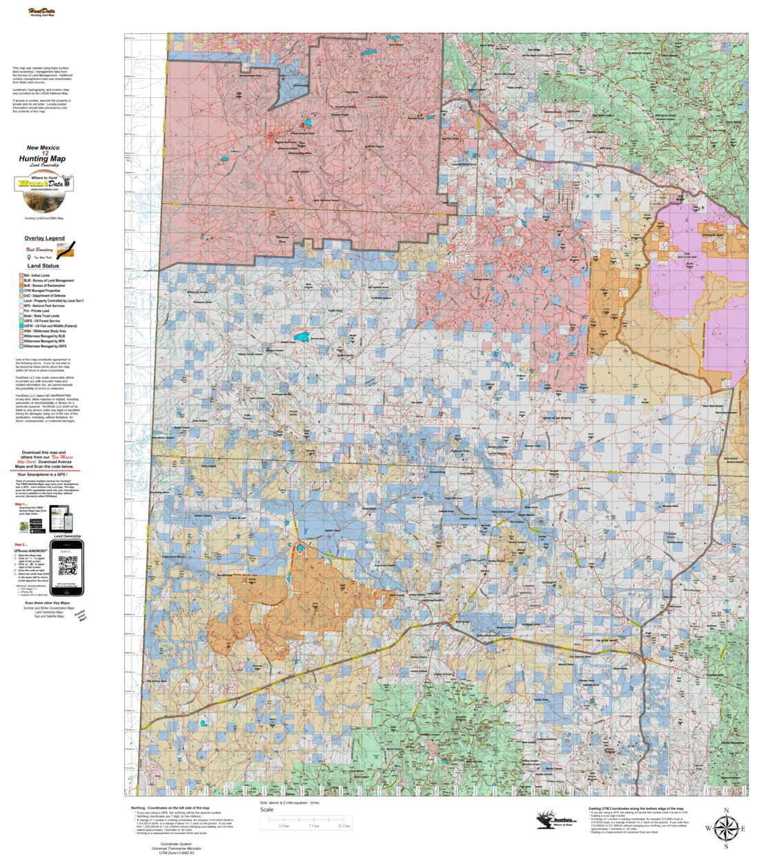 NM Unit 12 Land Ownership Map by New Mexico HuntData LLC | Avenza Maps