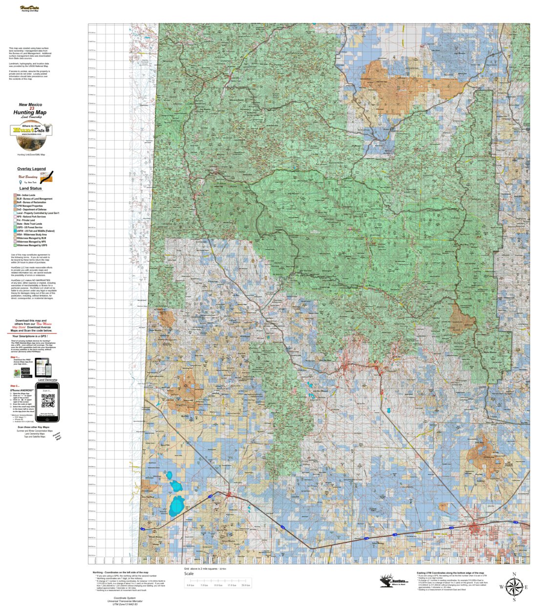 NM Unit 23 Land Ownership Map by New Mexico HuntData LLC | Avenza Maps