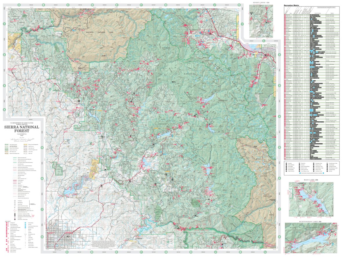 Sierra National Forest Visitor Map by US Forest Service R5 | Avenza Maps