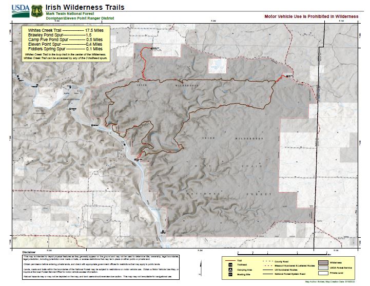 Mark Twain National Forest - Irish Wilderness Trails Map by US Forest ...