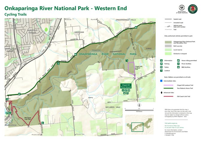 Onkaparinga River National Park west end cycling trails Map by ...