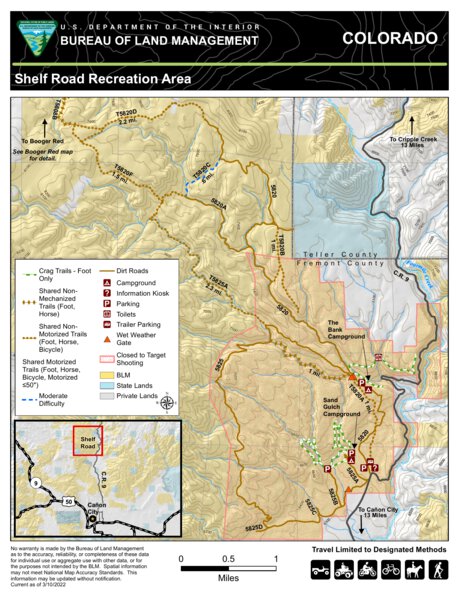 Shelf Road Recreation Area Map by Bureau of Land Management - Colorado ...
