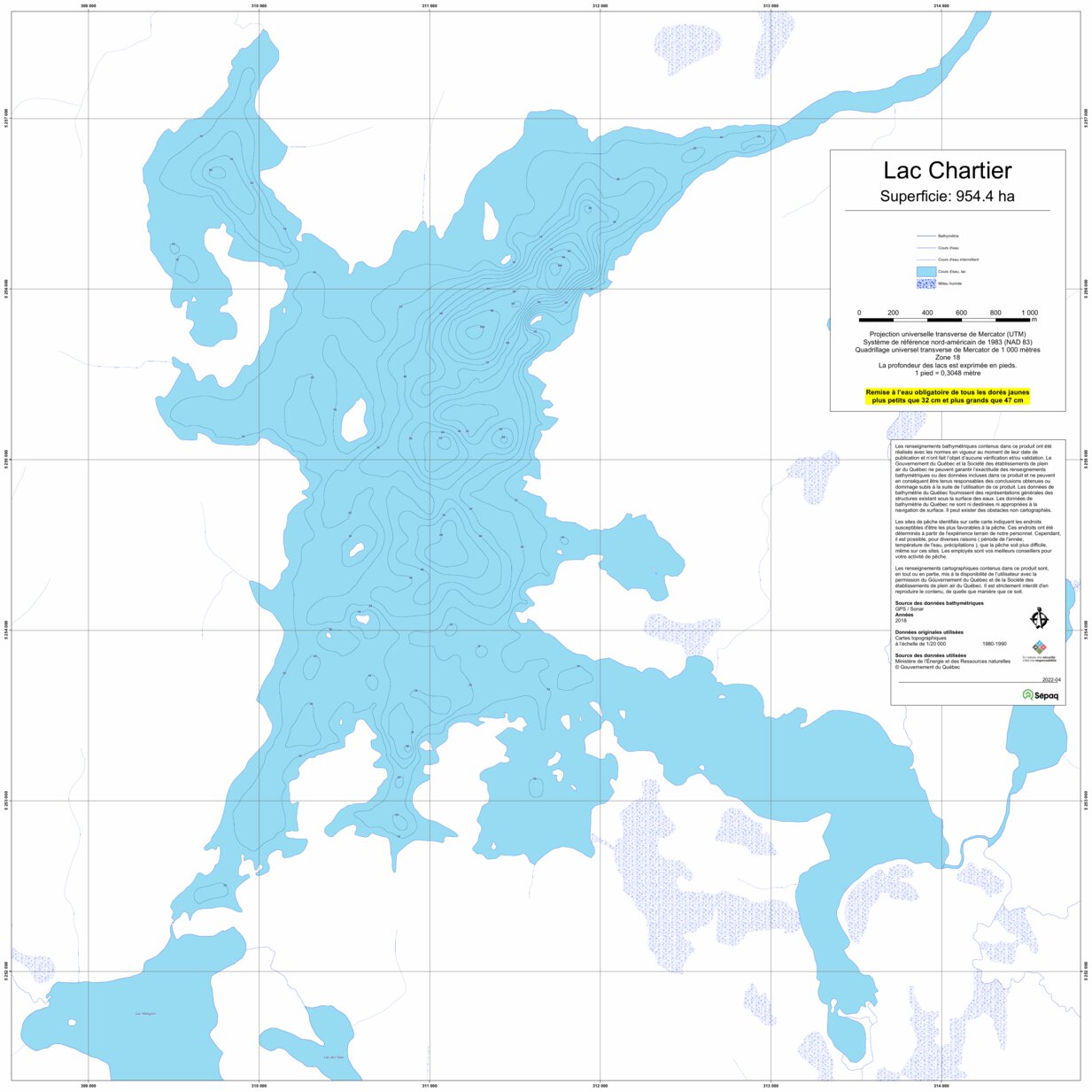 Lac Chartier (La Vérendrye) Map by Sepaq | Avenza Maps
