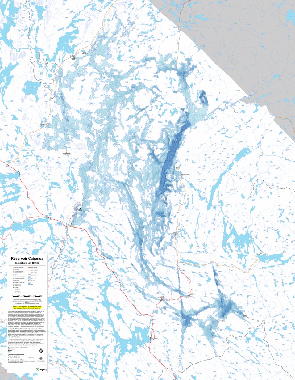 Réservoir Cabonga (La Vérendrye) Map by Sepaq | Avenza Maps