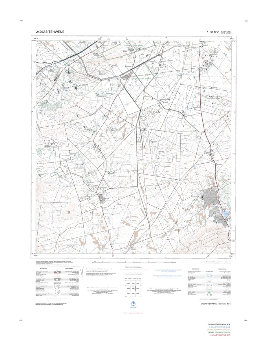2429AB TSHWENE Map by Chief Directorate: National Geo-spatial ...