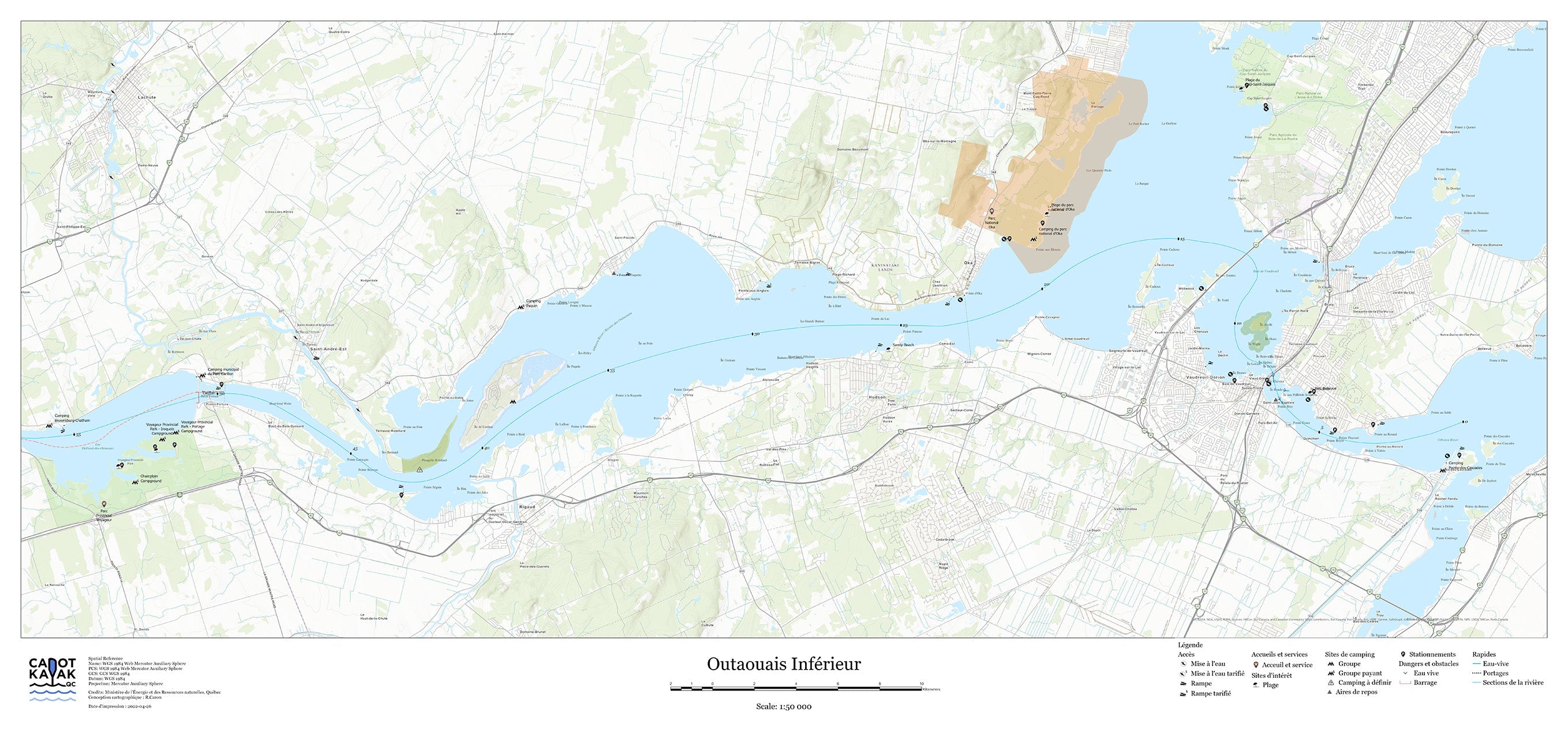 Rivière des Outaouais (Inférieur) - Ottawa River Map by Canot Kayak ...