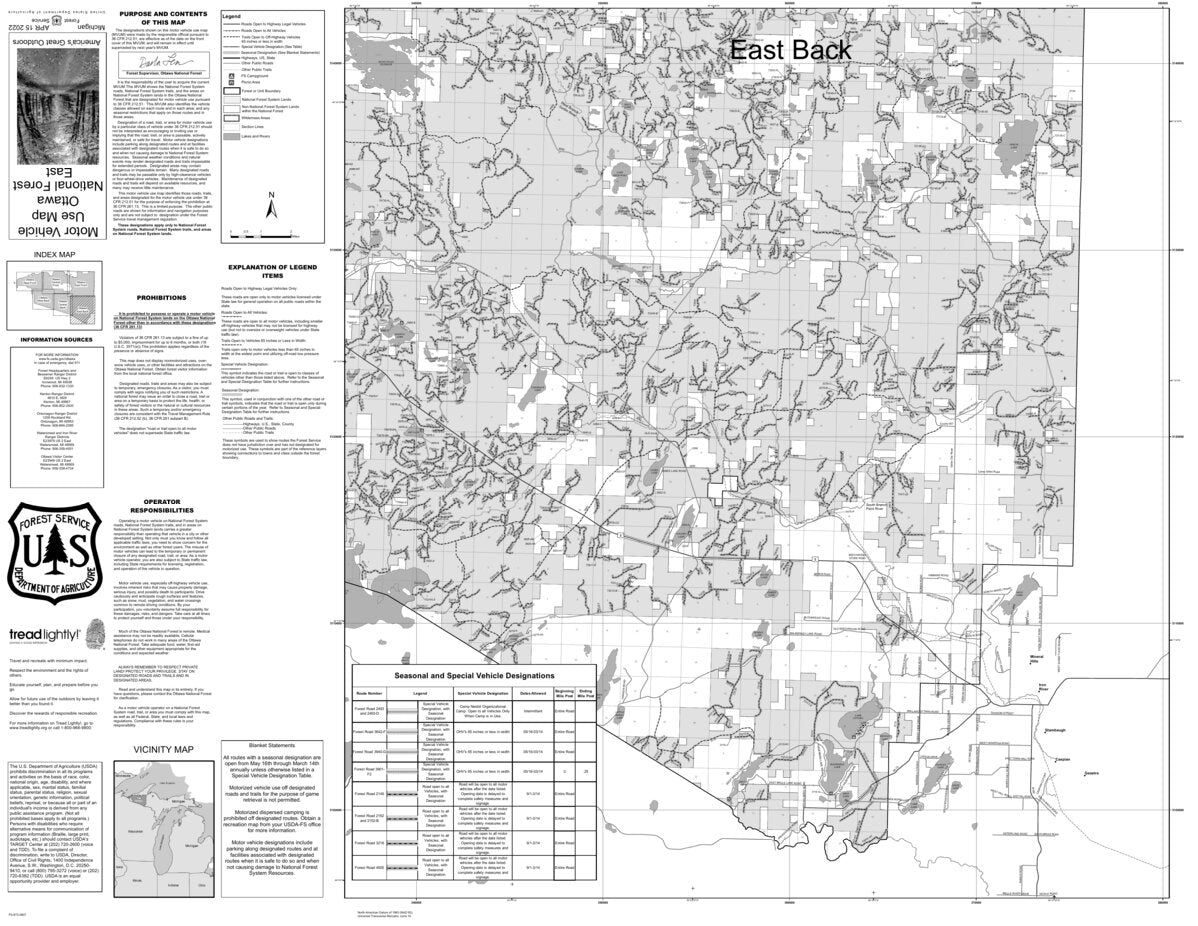 Ottawa NF East Back MVUM Map by US Forest Service R9 | Avenza Maps