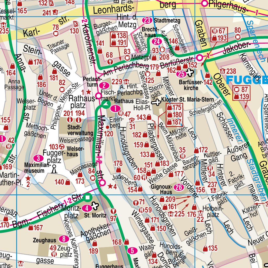 Citymap Augsburg 2022 Map by Reise Know-How Verlag Peter Rump GmbH | Avenza Maps