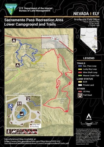 Sacramento Pass Recreation Area Lower Campground and Trails Map by ...