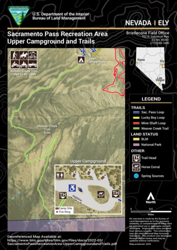 Sacramento Pass Recreation Area Upper Campground and Trails Map by ...