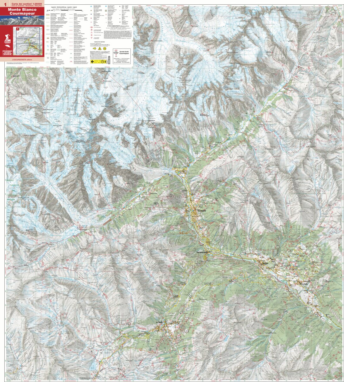 Monte Bianco, Courmayeur 1:25.000 Map by L'ESCURSIONISTA s.a.s ...