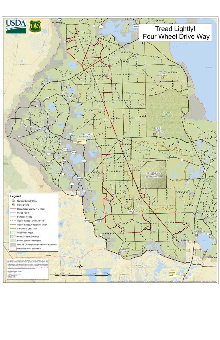 Tread Lightly! Four Wheel Drive Way Map by US Forest Service R8 ...