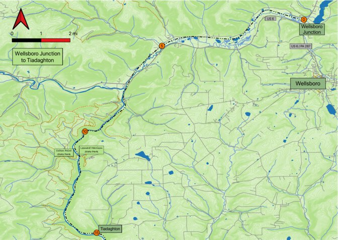 Pine Creek Rail Trail: Wellsboro Junction to Tiadaghton Map by 42nd ...