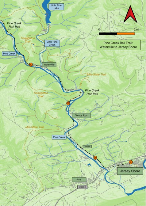 Pine Creek Rail Trail: Waterville to Jersey Shore Map by 42nd Parallel ...