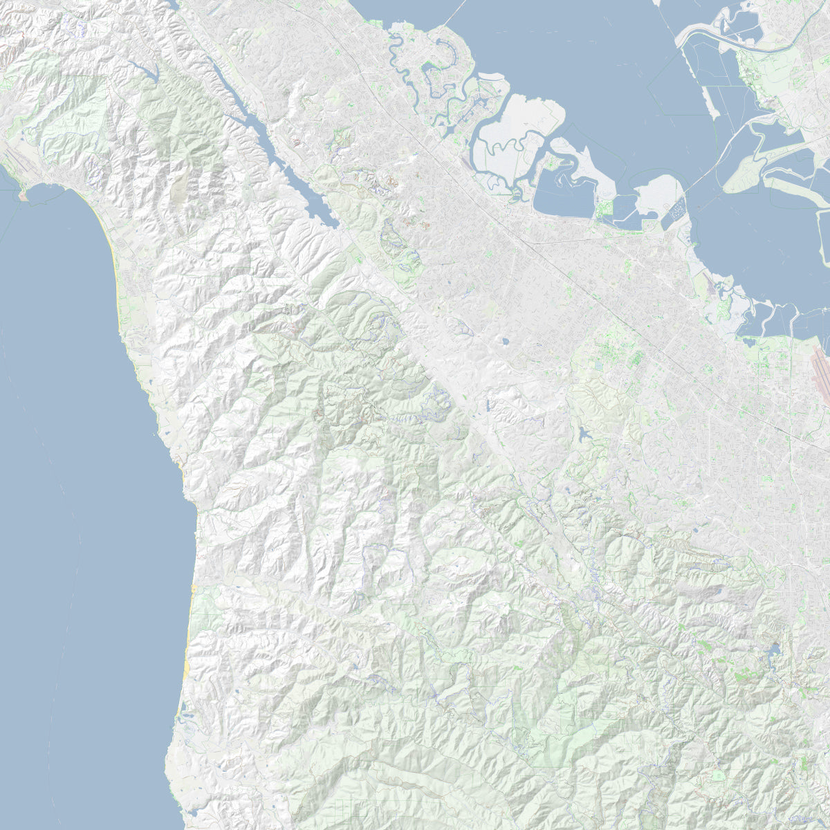 San Francisco Peninsula Mountains -Trail Steepness Map by Orbital View ...