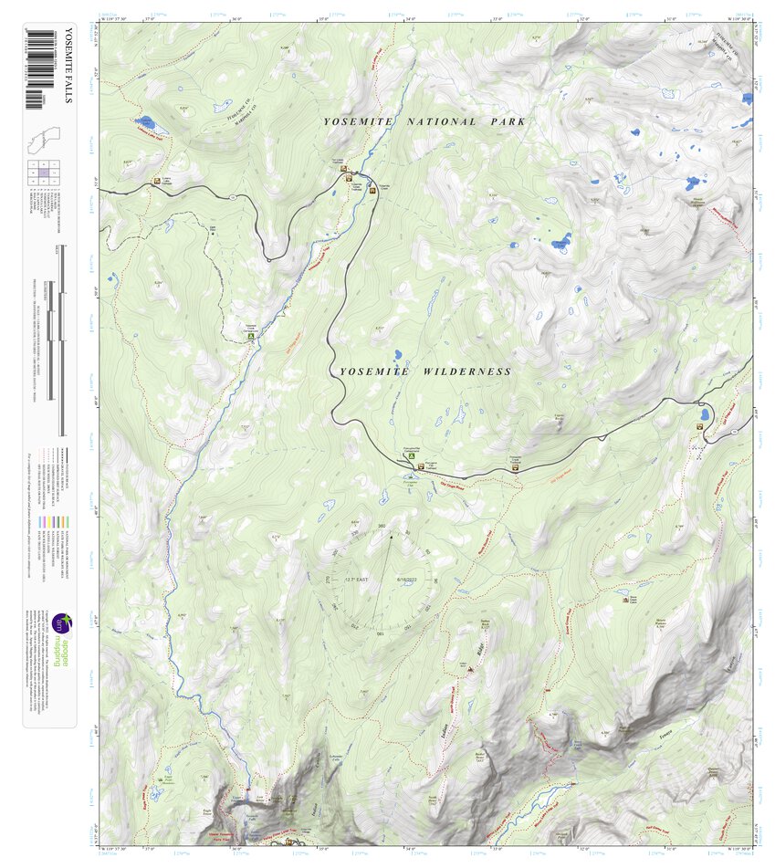 Yosemite Falls, California 7.5 Minute Topographic Map by Apogee Mapping ...