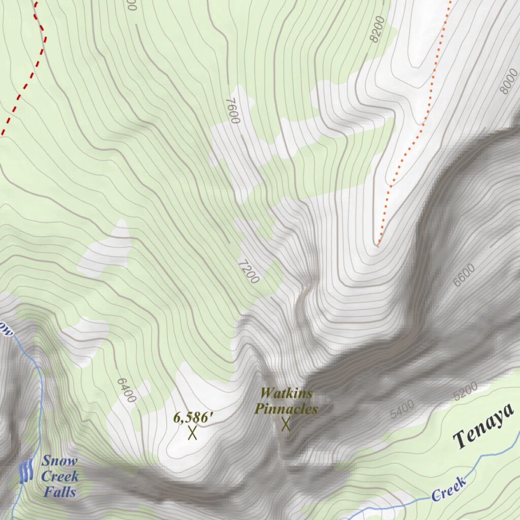 Yosemite Falls, California 7.5 Minute Topographic Map by Apogee Mapping ...