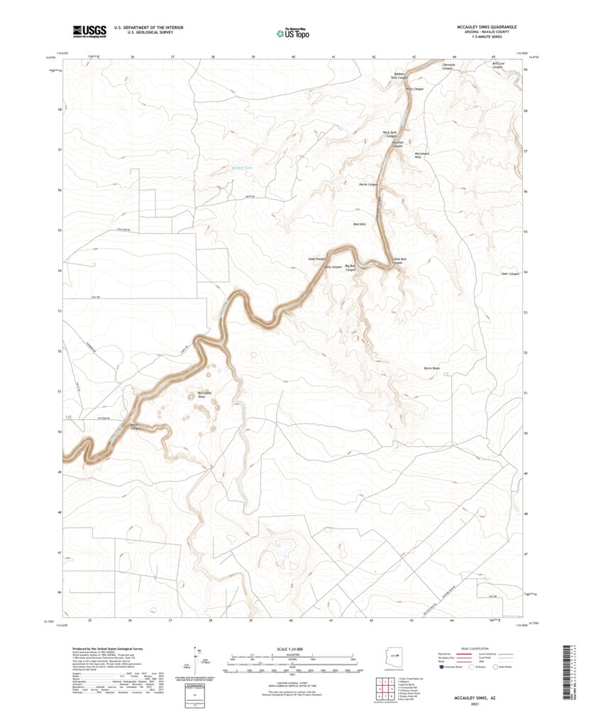McCauley Sinks, AZ (2021, 24000-Scale) Map by United States Geological ...