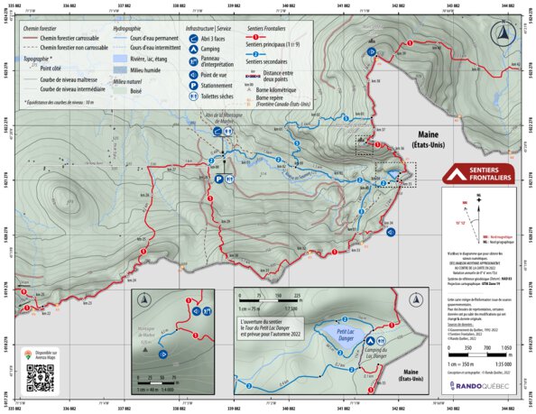 Carte du secteur de la montagne de Marbre Map by Rando Quebec | Avenza Maps