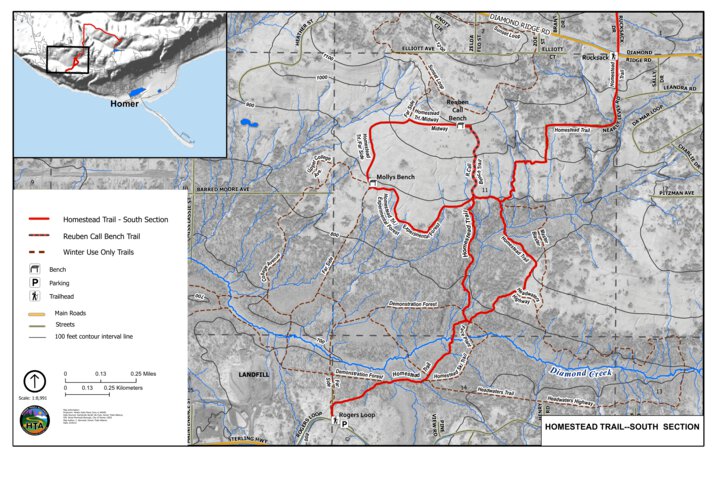 Homestead Trail, South Section, Homer, Alaska Map by BarnwellGeospatial ...