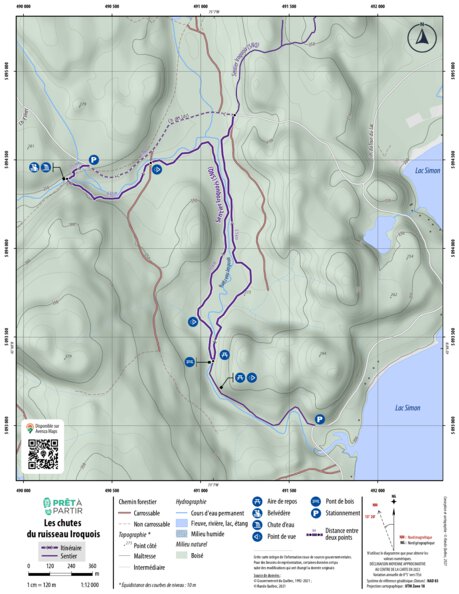 Prêt-à-Partir | Les chutes du ruisseau Iroquois Map by Rando Quebec ...