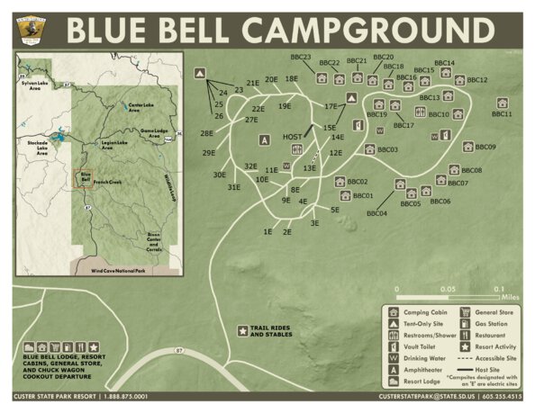 Custer State Park - Blue Bell Campground Map by South Dakota Game, Fish ...