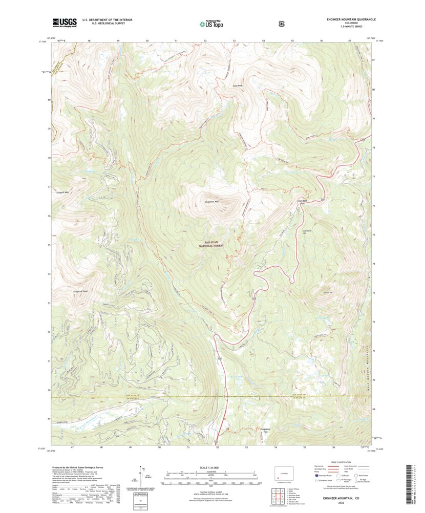 Engineer Mountain, CO (2022, 24000-Scale) Map by United States ...