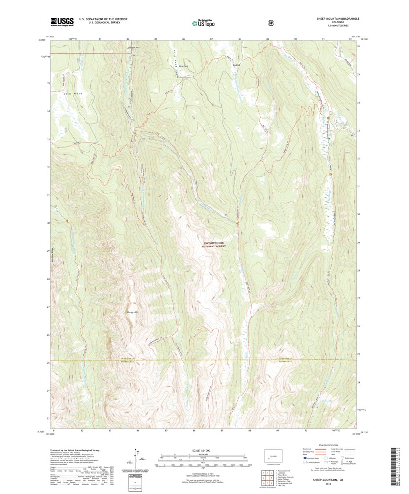 Sheep Mountain, CO (2022, 24000-Scale) Map by United States Geological ...