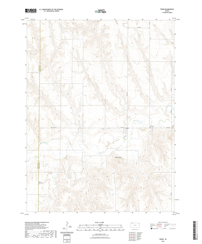 Traer, KS (2022, 24000-Scale) Map by United States Geological Survey ...
