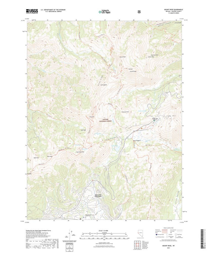 Mount Rose, NV (2021, 24000-Scale) Map by United States Geological ...