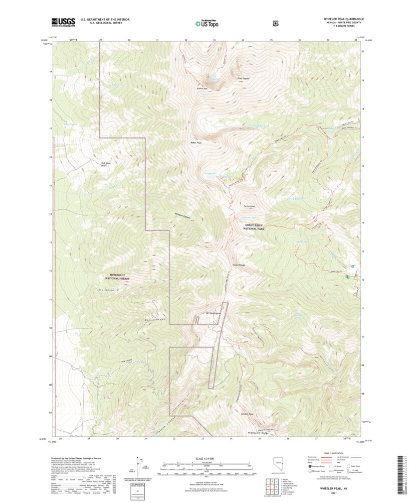 Wheeler Peak, NV (2021, 24000-Scale) Map by United States Geological ...