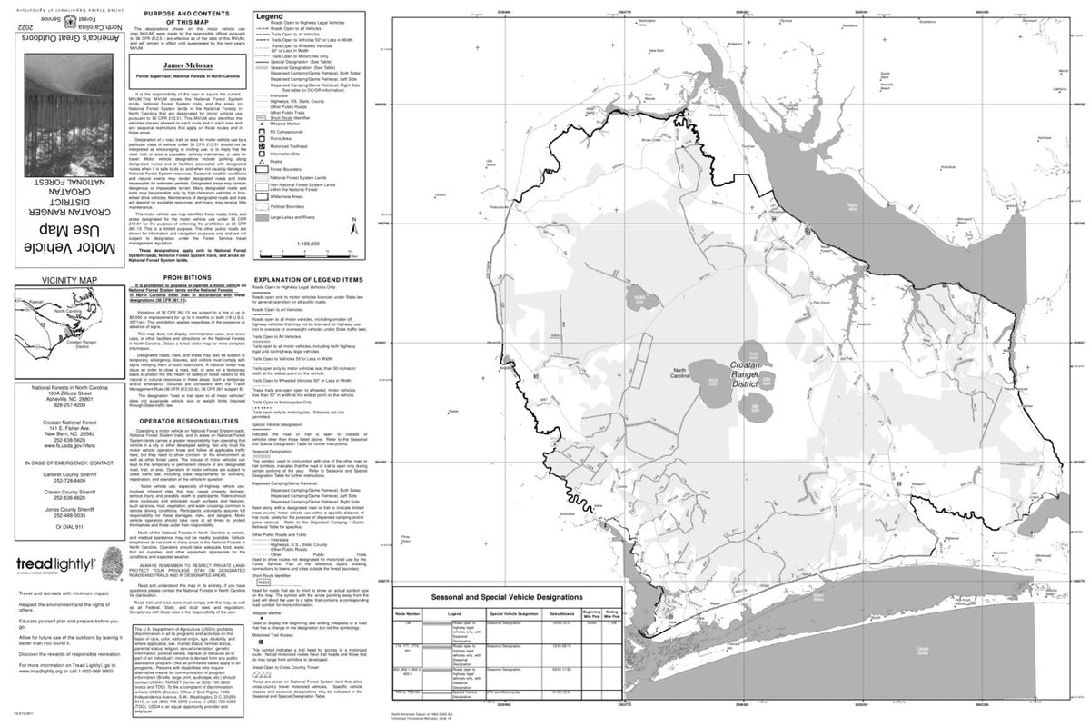Motor Vehicle Use Map, MVUM, Croatan National Forest by US Forest ...