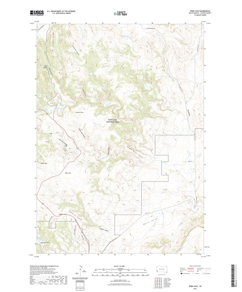 Wind Cave, SD (2021, 24000-Scale) Map by United States Geological ...