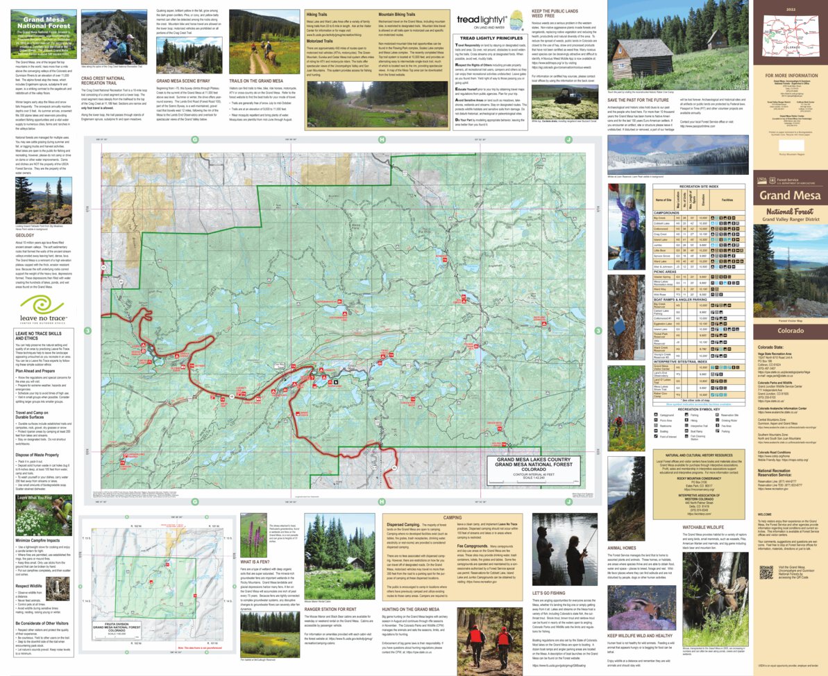 Grand Mesa National Forest Visitor Map - Grand Mesa Lakes Country by US ...