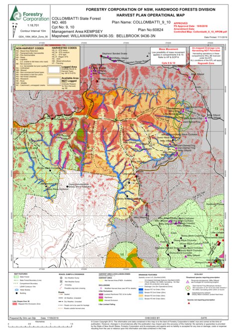 Harvest Plan Collombatti State Forest compartments 9 & 10 Map by North ...