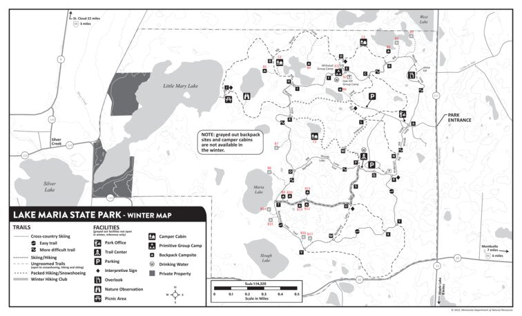 Lake Maria State Park - Winter Map by Minnesota Department of Natural ...