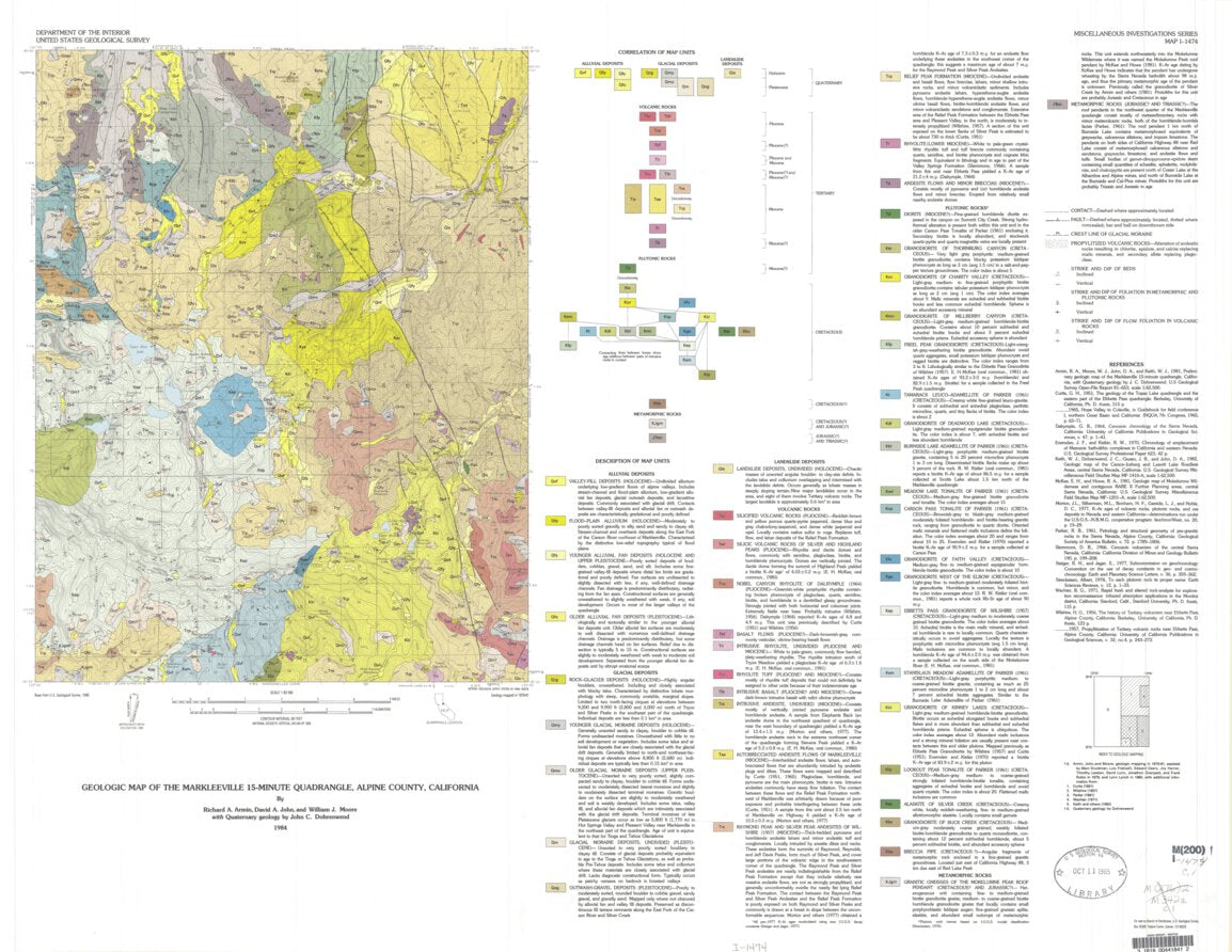 Geologic Map of the Markleeville 15-minute quadrangle, Alpine County ...