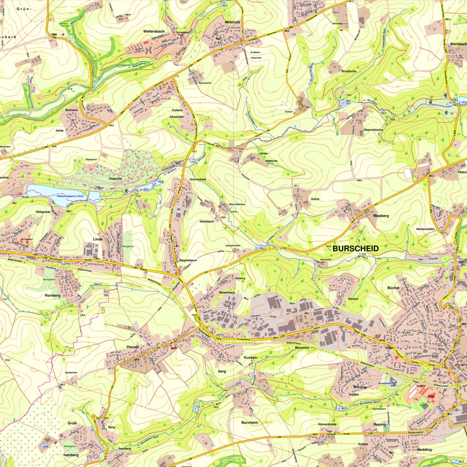 Burscheid 2 (1:10,000) Map by Bezirksregierung Koln | Avenza Maps