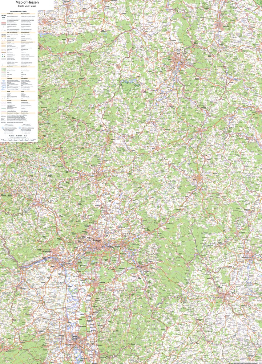 Map of Hesse by Bundesamt fur Kartographie und Geodasie | Avenza Maps