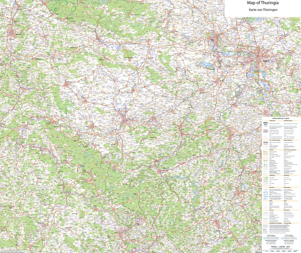 Map of Thuringia by Bundesamt fur Kartographie und Geodasie | Avenza Maps