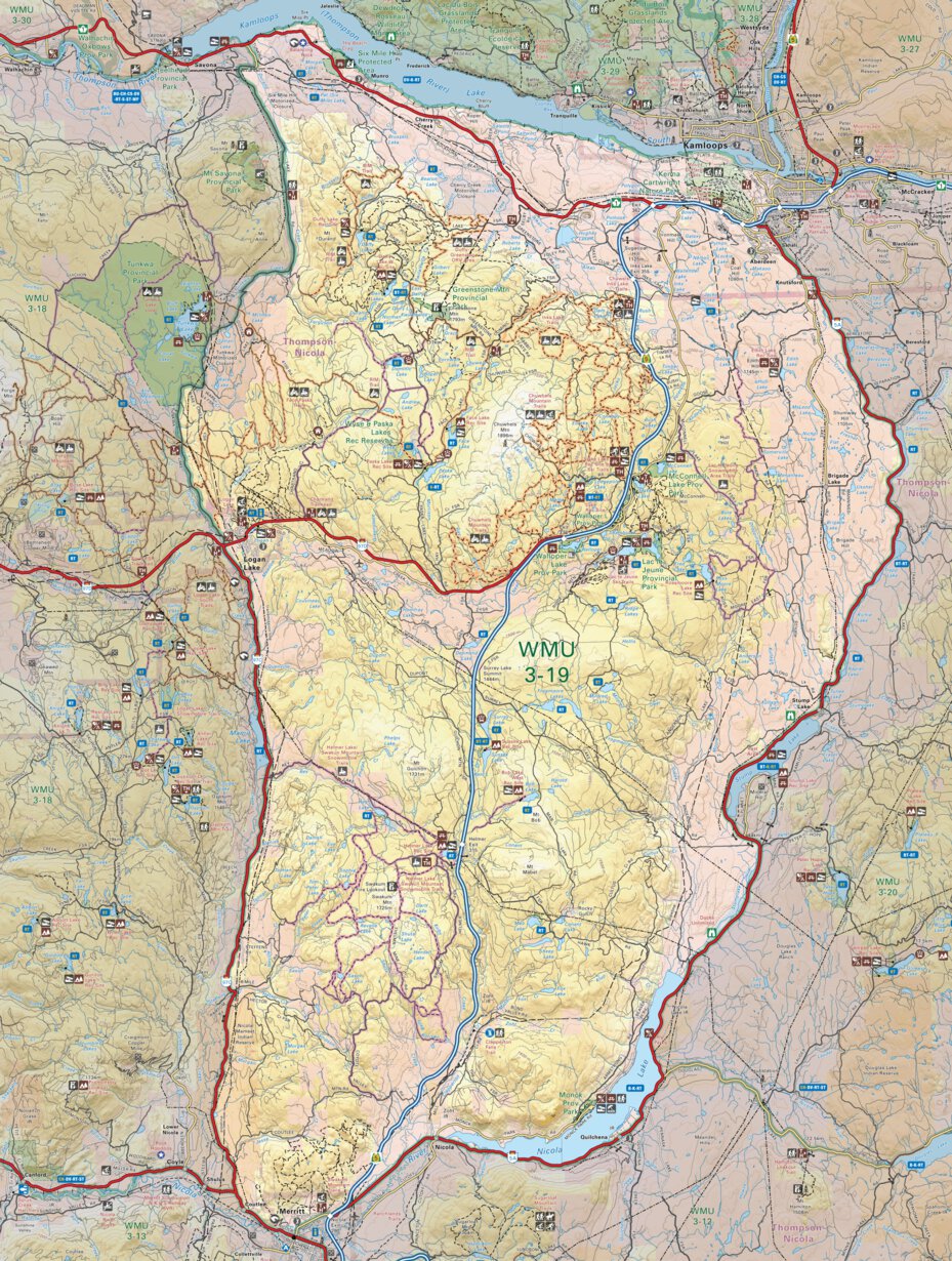WMU 3-19 Thompson Region BC Hunting Topo Map by Backroad Mapbooks ...