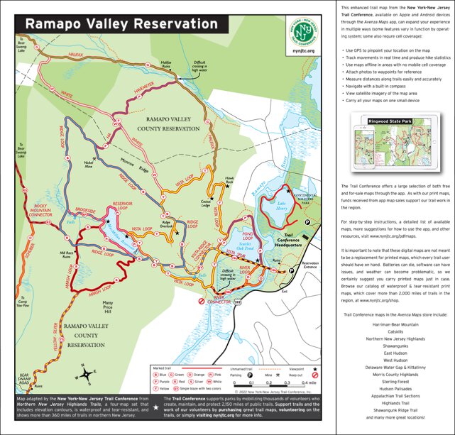 Ramapo Valley Reservation, NJ Map by New York-New Jersey Trail ...